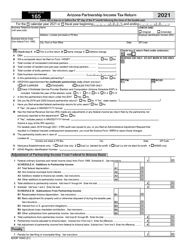 Forms Partnership 2021 165 F | PDF | Expense | Income Tax In The United ...