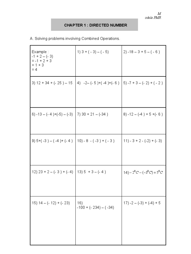 Chapter 1 Directed Numbers | PDF | Decimal | Fraction (Mathematics)