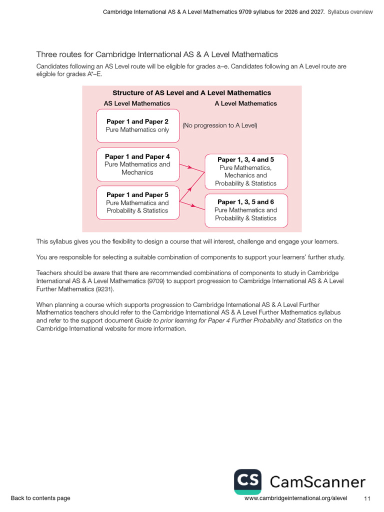 Cambridge AS & A Level Maths 9709 Syllabus 2026 | PDF | Mathematics ...