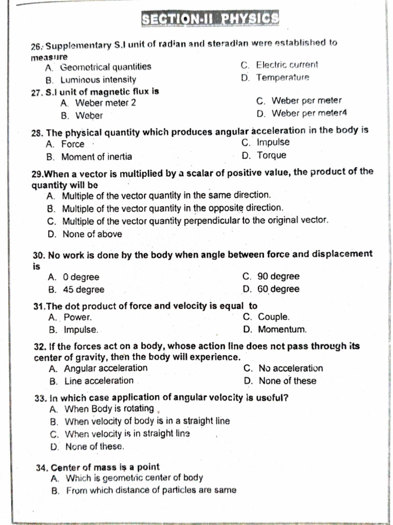 Part 5 Physics Past Paper | PDF | Velocity | Force