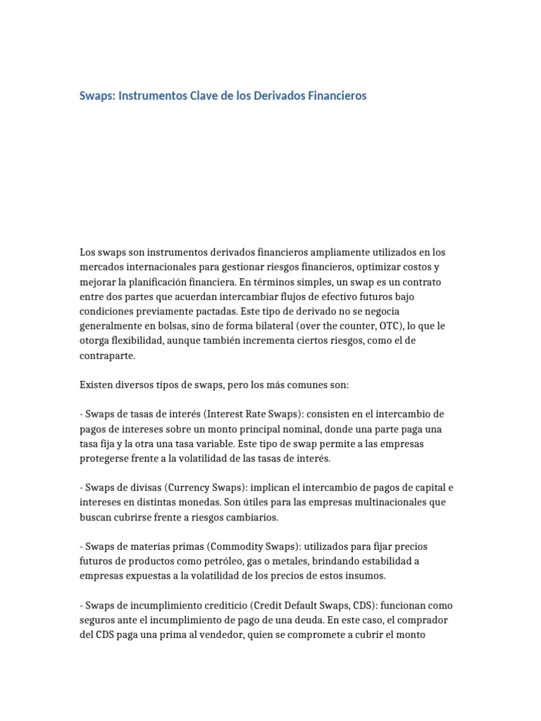Swaps Derivados Financieros | PDF