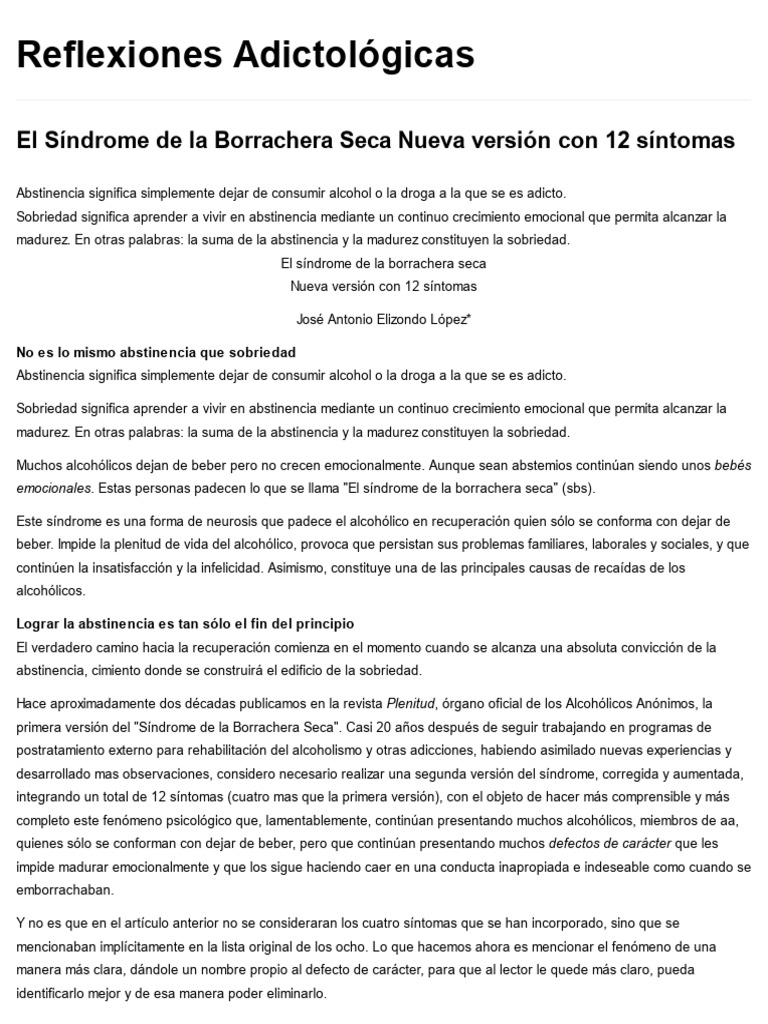 12 Síntomas de la Borrachera Seca | PDF | Despachador de drogas ...