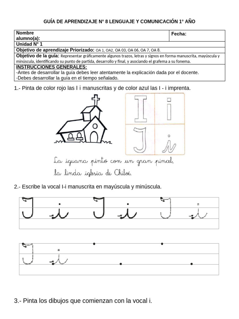 Actividades para aprender la vocal I | PDF