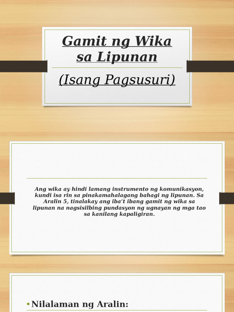 Gamit NG Wika Sa Lipunan. | PDF