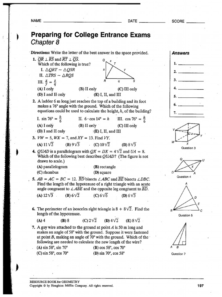 Final Exam Review Packet - Textbook Worksheets | PDF