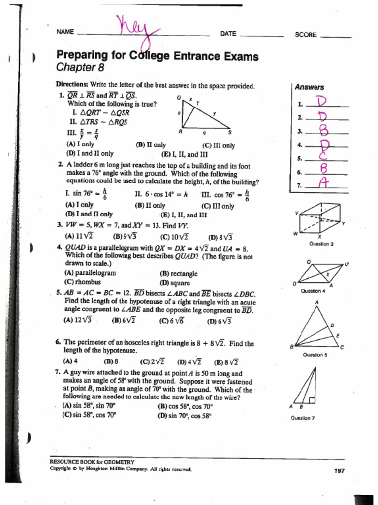 Final Exam Review Packet - Textbook Worksheets - Key | PDF