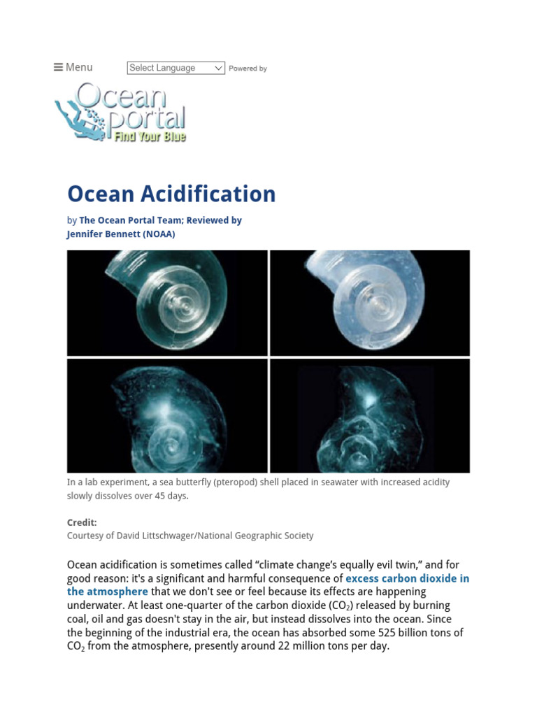Ocean Acidification - Smithsonian Ocean Portal | PDF | Ocean ...