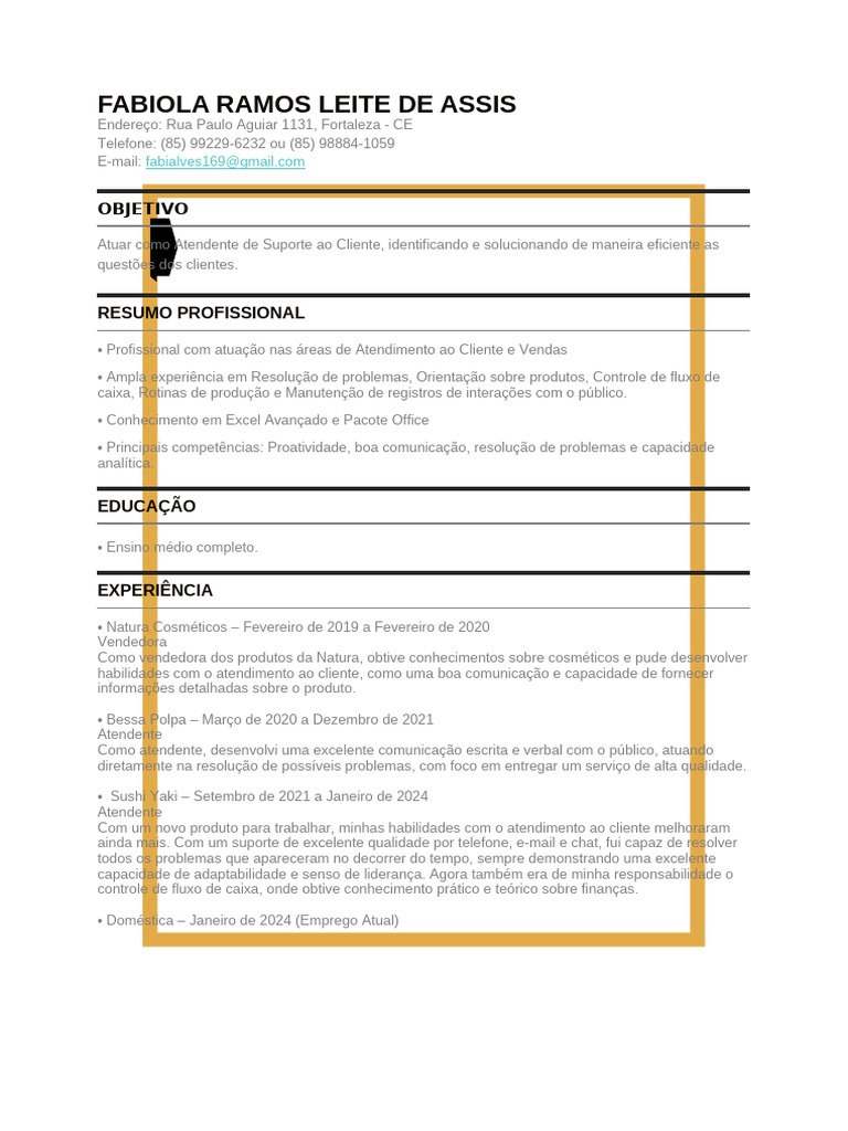 Currículo - Fabíola | PDF