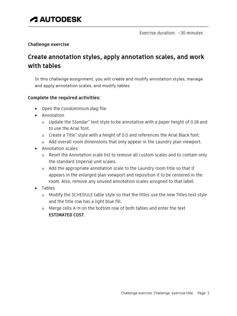 ACADCP24 - CE - M2-01 - Create Annotation Styles Annotation Scales Work With Tables | PDF