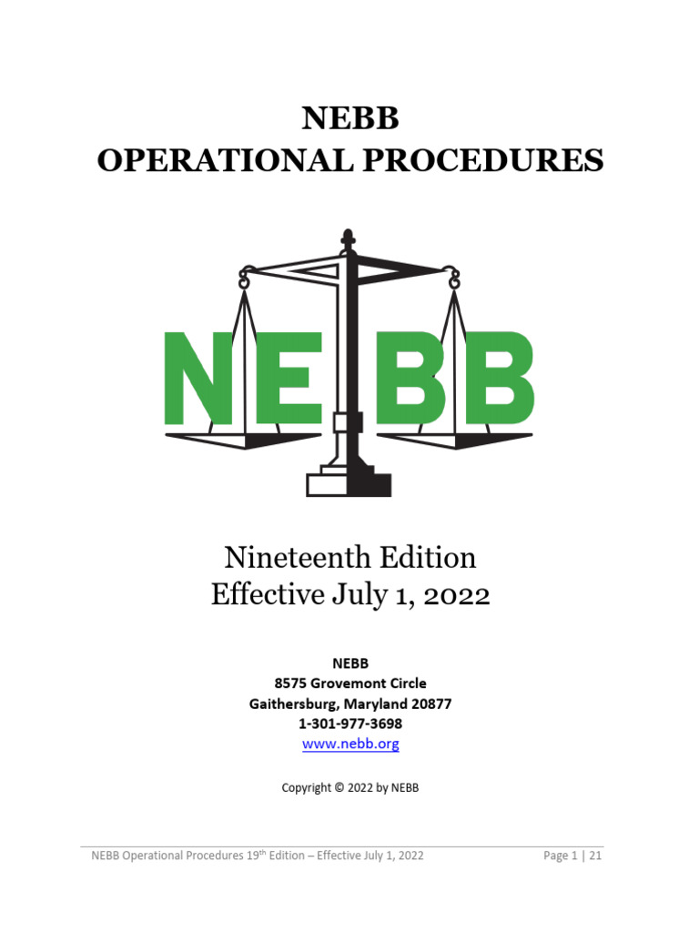 NEBB Operational Procedures 19th Edition | PDF | Board Of Directors ...