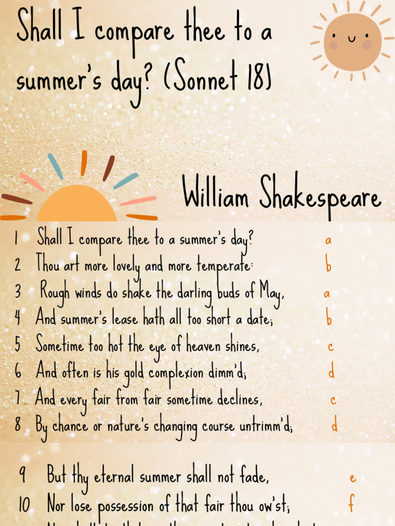 Shall I Compare Thee To A Summers Day | PDF | Stanzaic Form ...