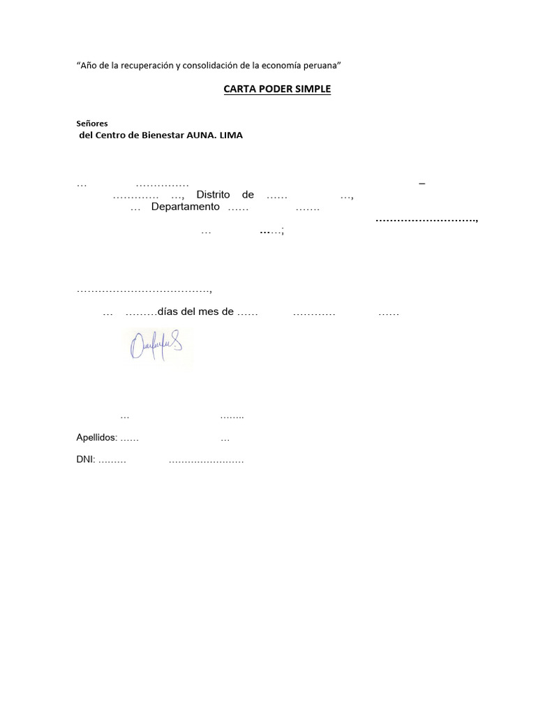 Formato de Carta Poder Simple | PDF