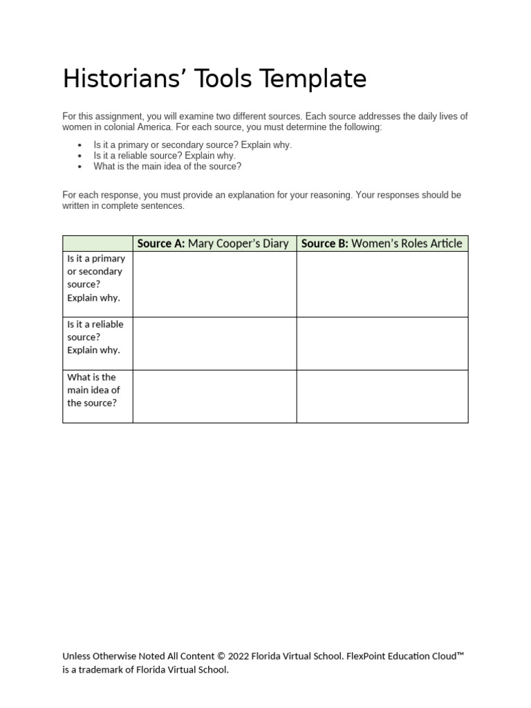 Historians Tools Template | PDF