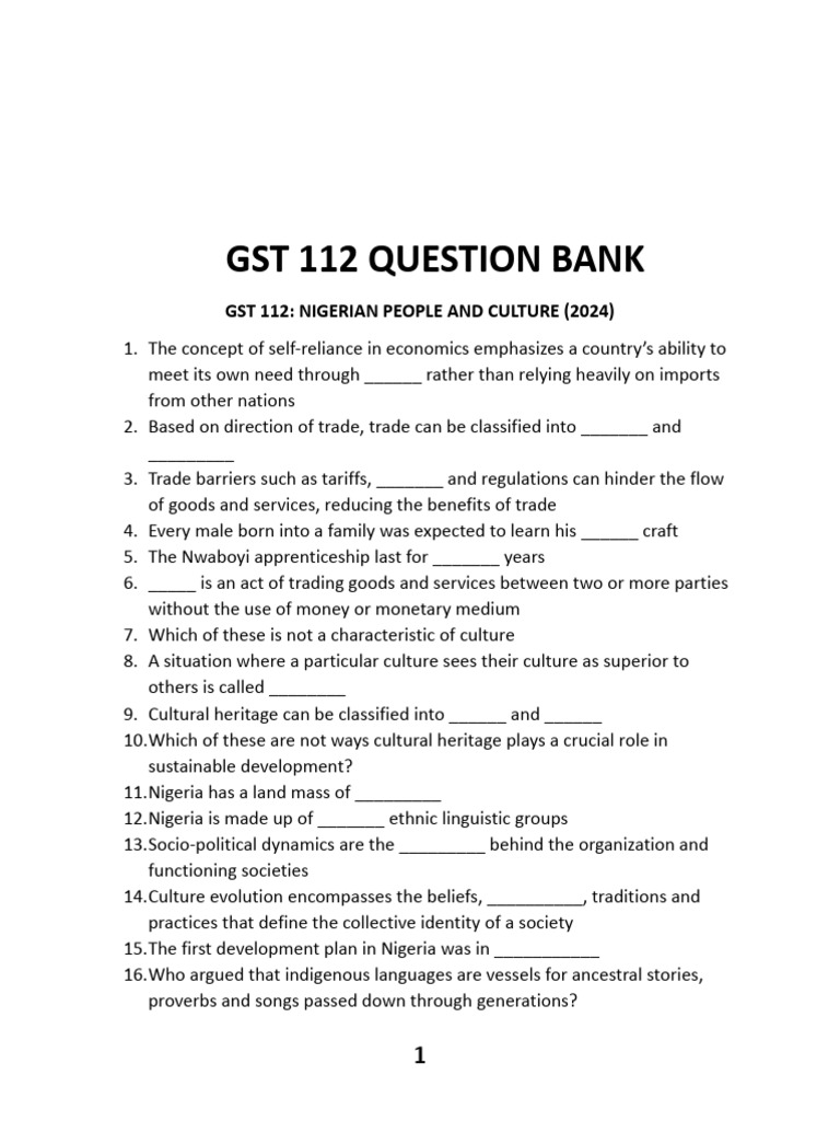 GST 112 Question Bank - by Comrade Sammy Prince Sammy | PDF | Nigeria