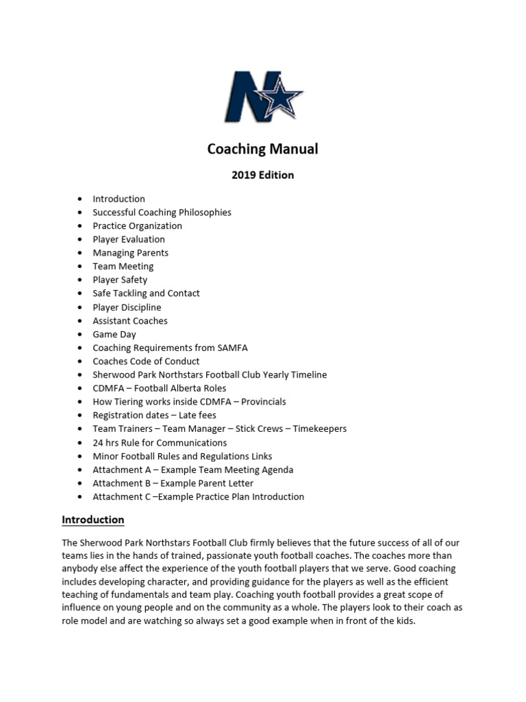 Coaching Manual Northstars | PDF | Concussion | Quarterback