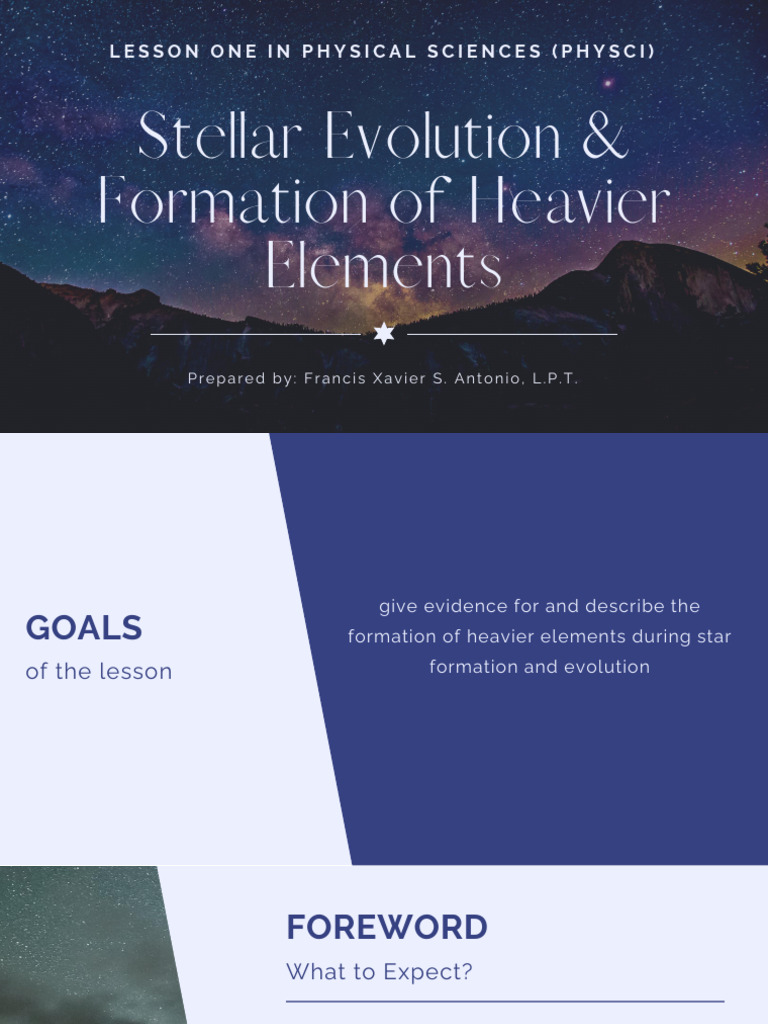 Physical Science - Lesson 1 in Stellar Evolution & Formation of ...