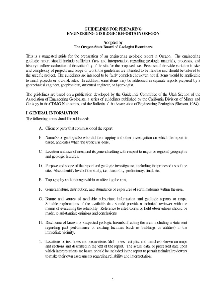 Guidelines For Preparing Geologic Reports | PDF | Earthquakes | Geology