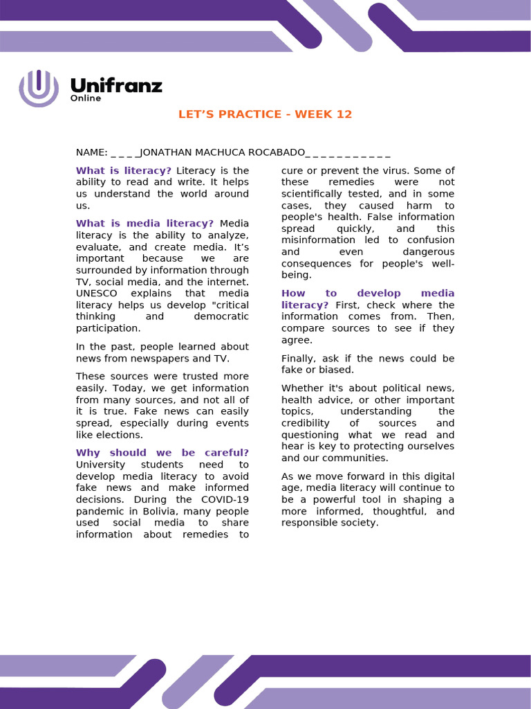 s12 - Let's Practice Week 12 | PDF | Human Communication | Cognition