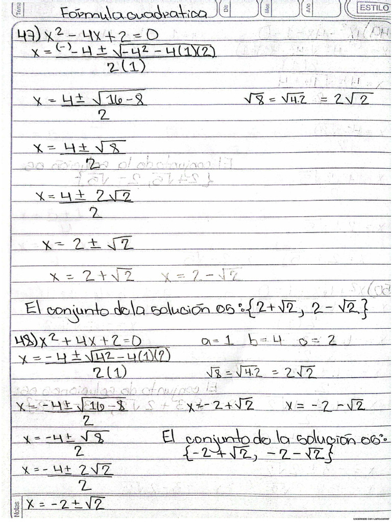 Formula Cuadrática | PDF