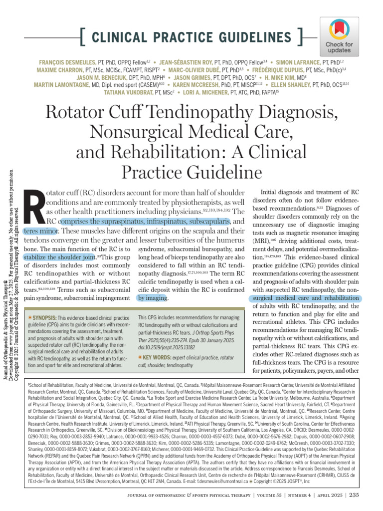 RTC Diagnosis and Rehab | PDF | Physical Therapy | Shoulder