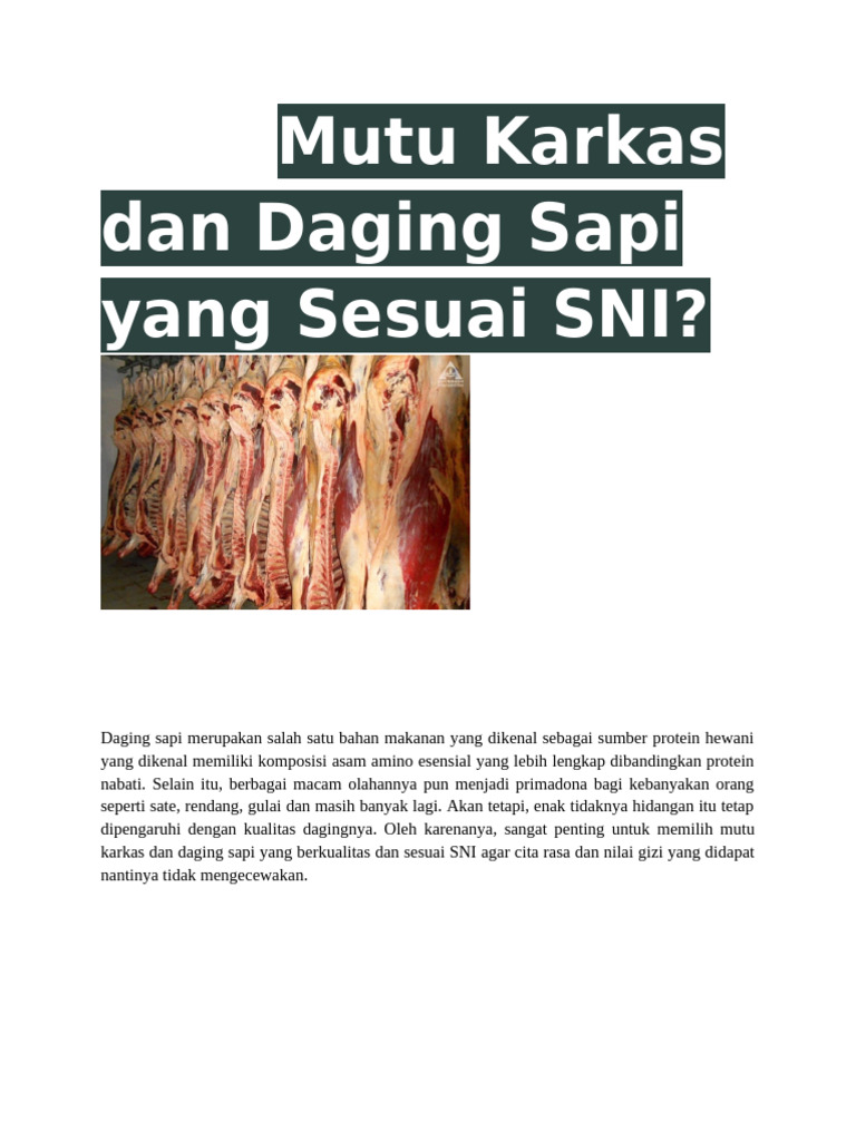 Mutu Daging Sapi Sesuai SNI | PDF