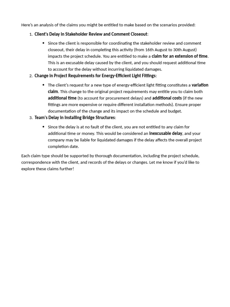 Assignment Bridge Contractor Typoes of Claims | PDF