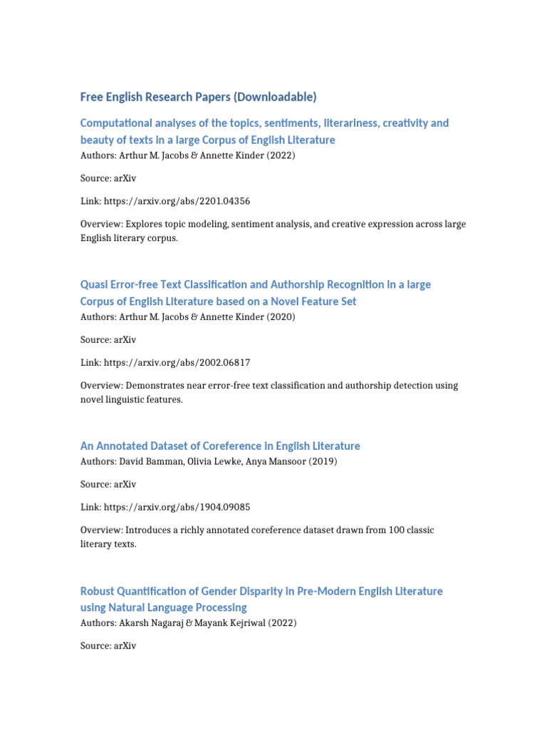 English - Research - Papers - List | PDF