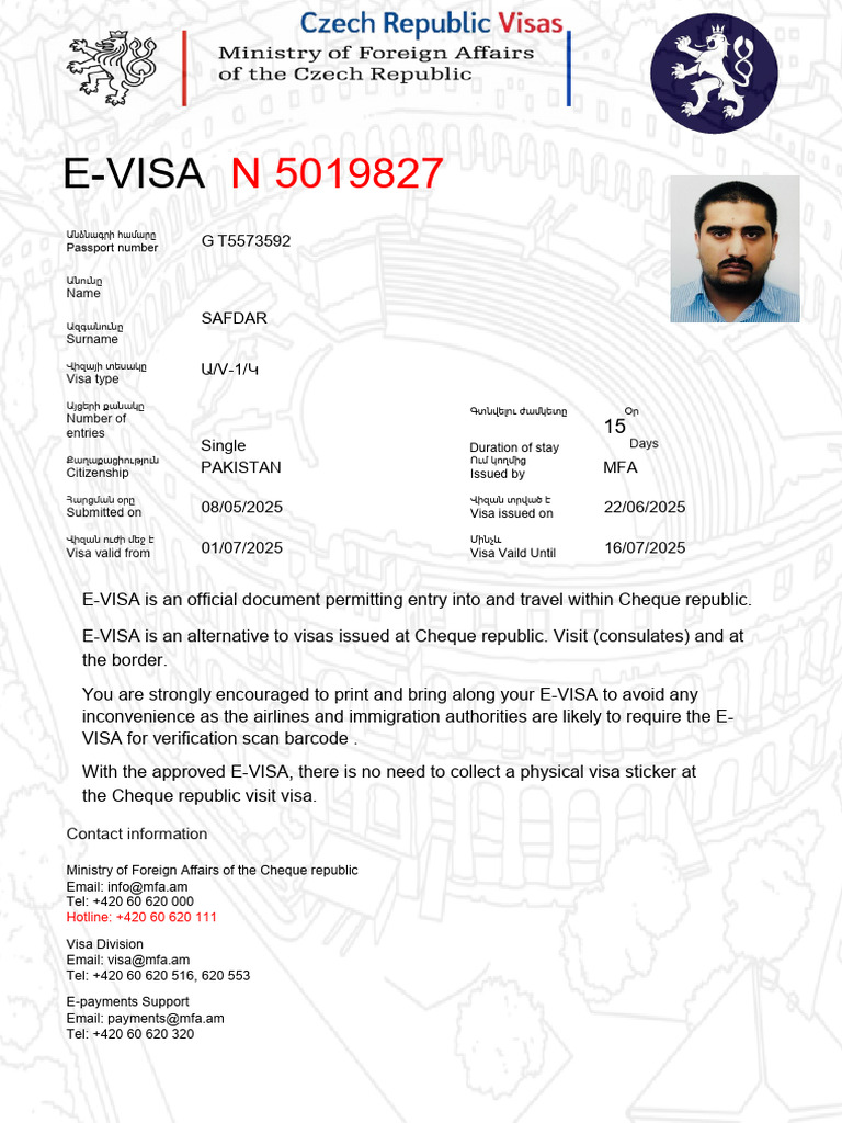 E-Visa Application for Cheque Republic | PDF