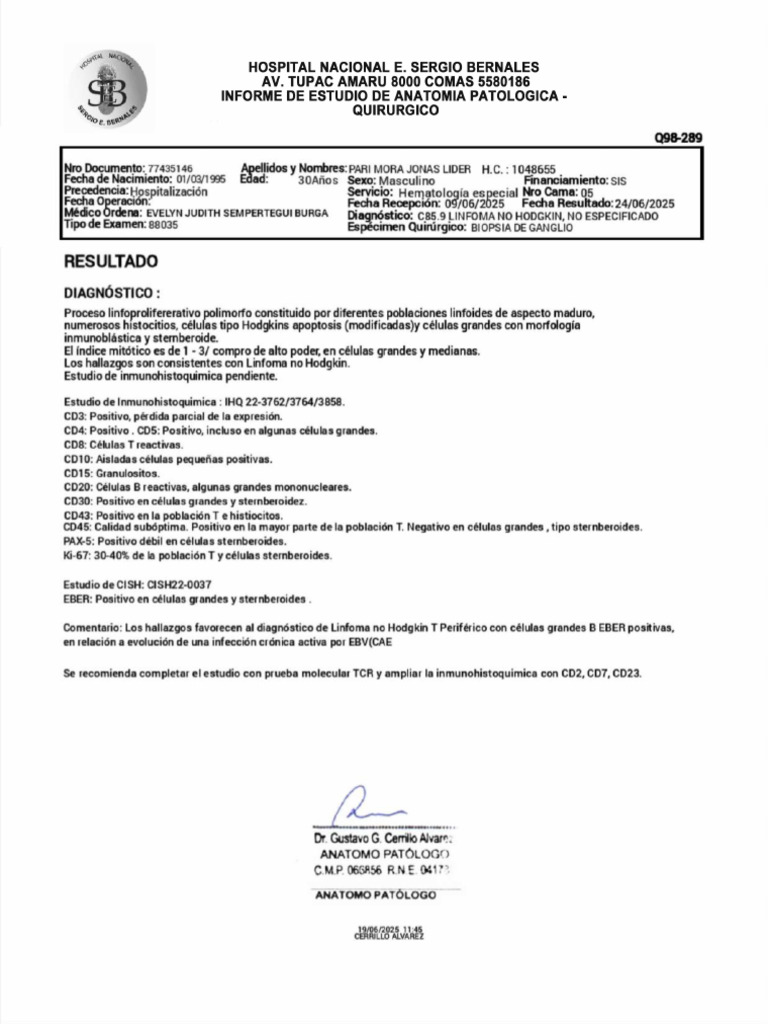 Examen de Anatomo Patológico Jonas Pari Mora-1 | PDF