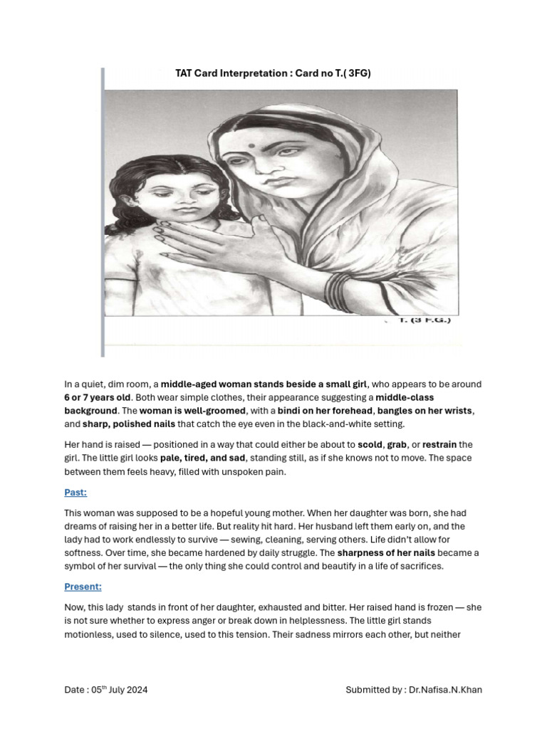 TAT Card Interpretation | PDF | Psychology | Behavioural Sciences