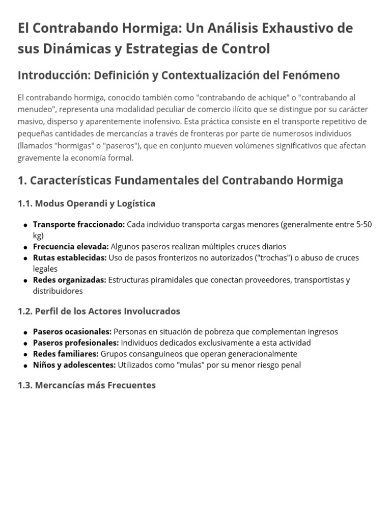 El Contrabando Hormiga Un Análisis Exhaustivo de Sus Dinámicas y ...