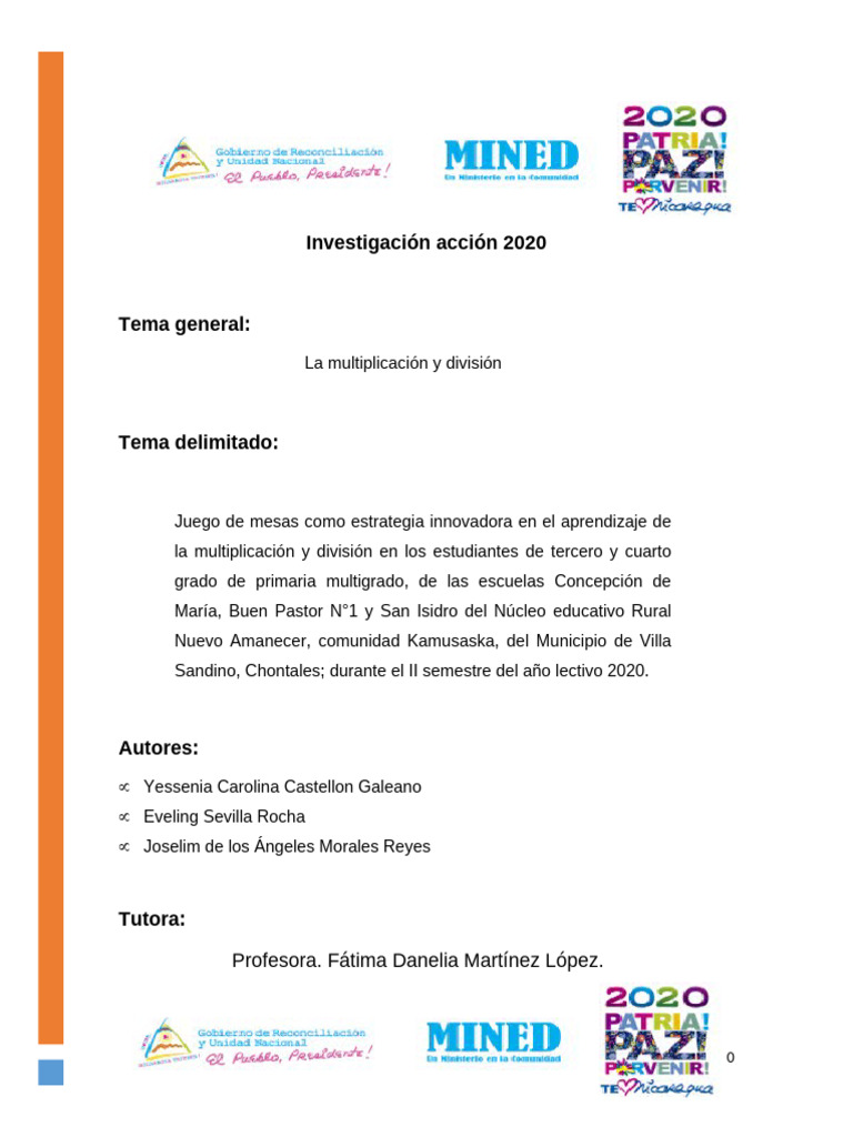 Investigación Acción Yesenia, Yoselim, Eveling | PDF | Aprendizaje ...