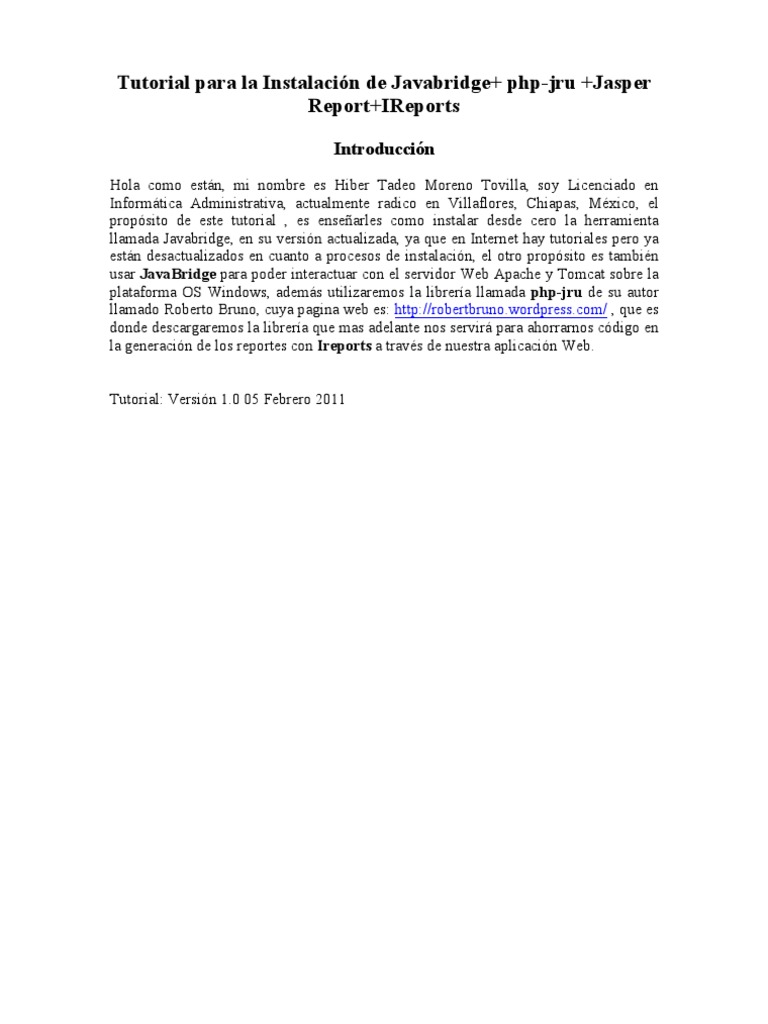 Instalación de Javabridge+ Php-Jru +jasper Report+IReports | PDF | Php ...