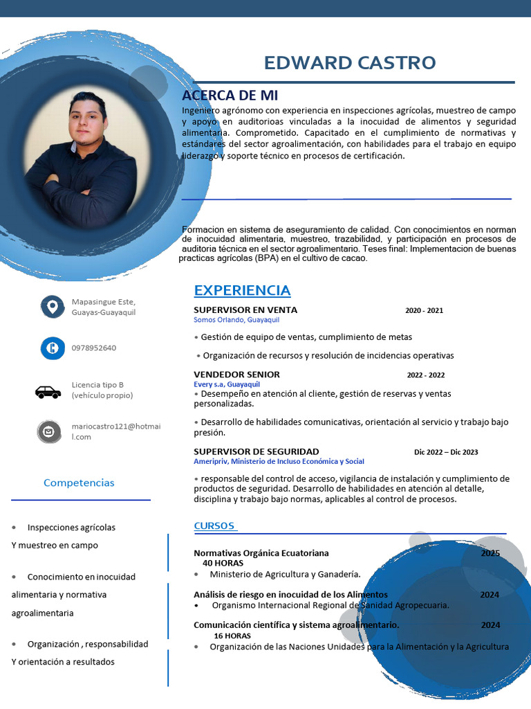 Edward Castro CV | PDF | Agricultura | Seguridad alimenticia