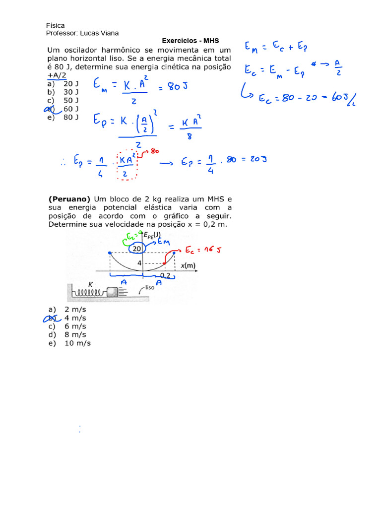 Exercícios - MHS | PDF