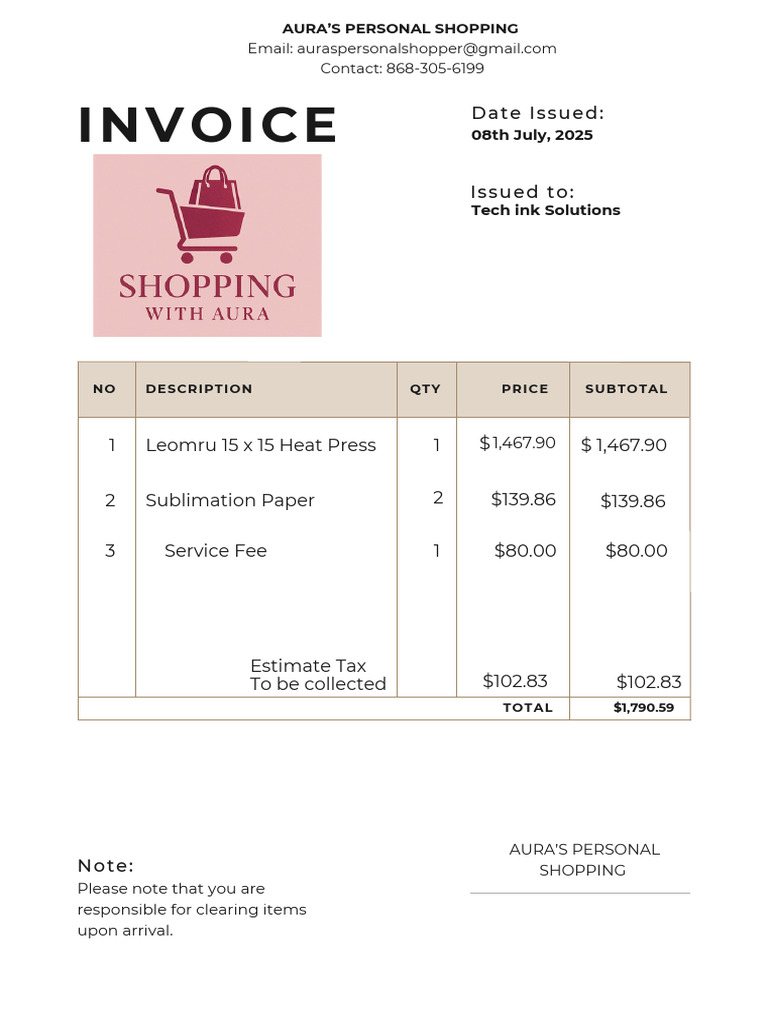 TechInk Solutions Invoice 8th July 2025 | PDF