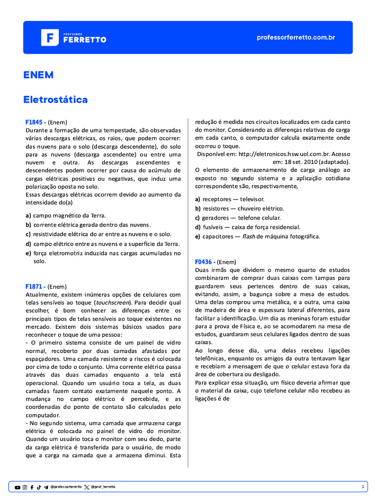 ELETROSTÁTICA | PDF | Eletricidade | Relâmpago