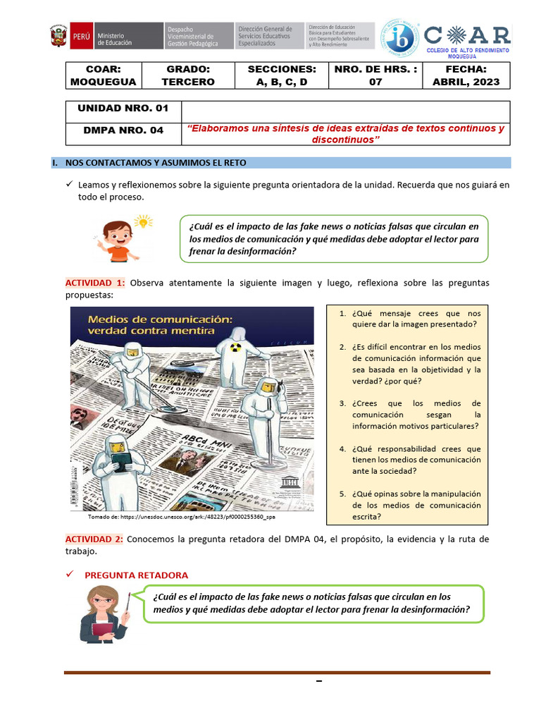 DMpA 4 COMUNICACIÓN TERCERO 2023 | PDF | Infografia | Póster