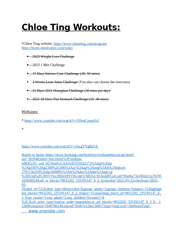 Chloe Ting Workout Challenges 2023 | PDF | Numbers | Mathematics