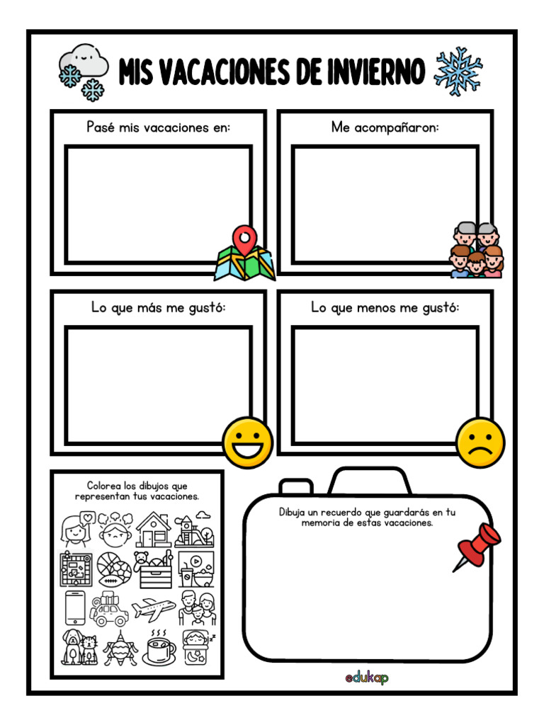 Mis vacaciones de invierno: Dibujo y recuerdos | PDF