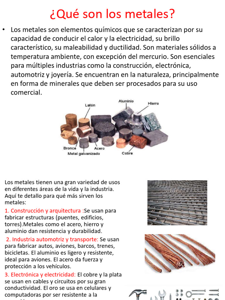 Metales - Presentacion, 2 | PDF | Rieles | Cobre