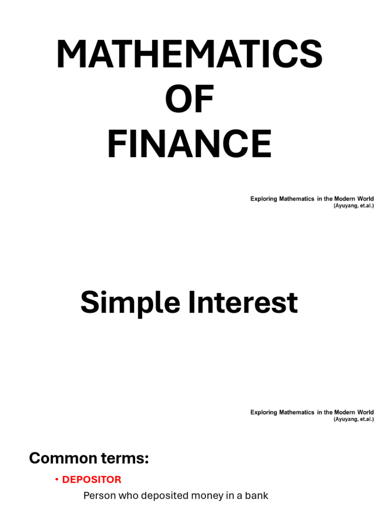 UNIT 5 Mathematics of Finance Simple and Compound Interest | PDF ...