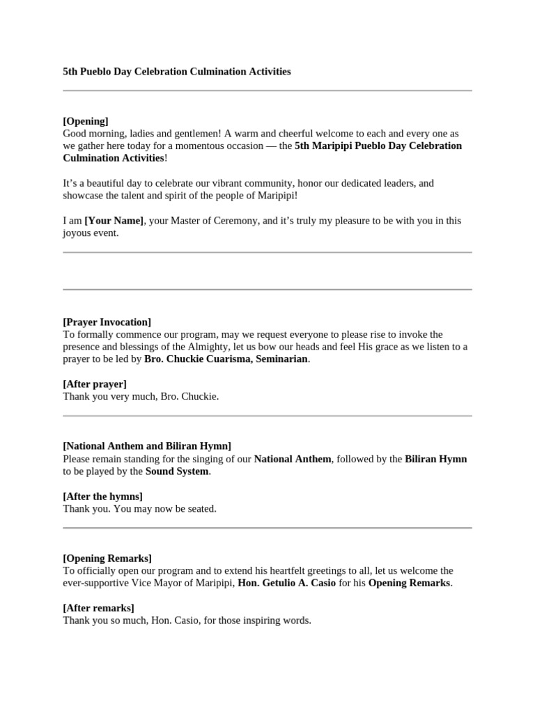 5th Pueblo Day Celebration Culmination Activities | PDF