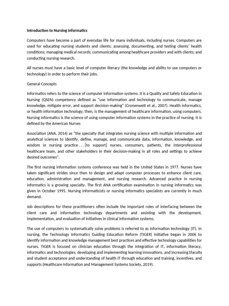 Introduction To Nursing Informatics | PDF | Electronic Health Record ...