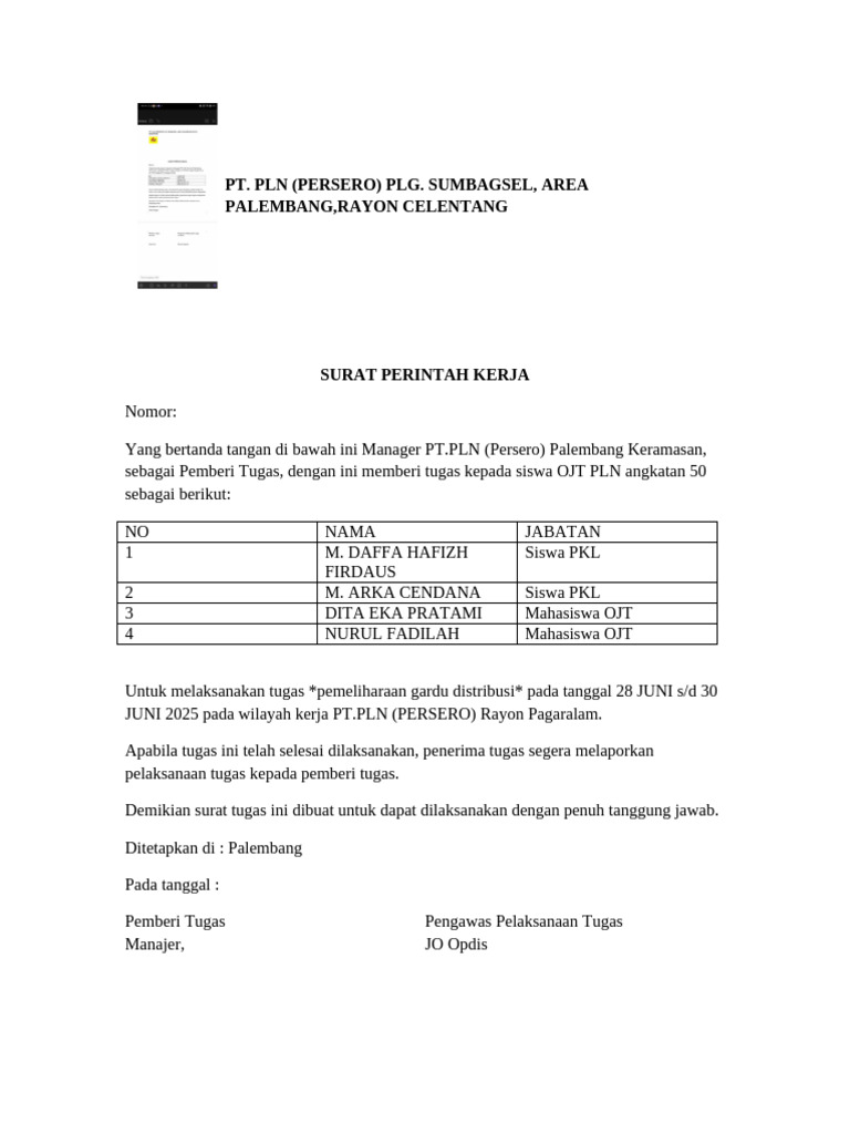 Surat Perintah Kerja Final | PDF