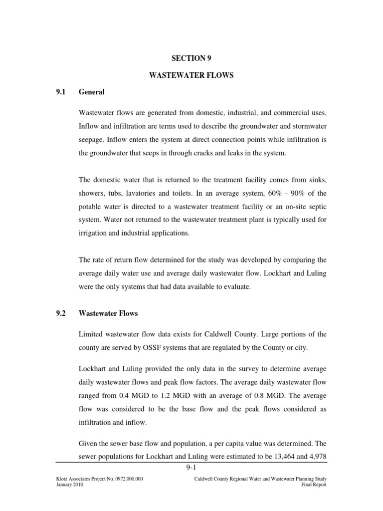 Caldwell County Wastewater Flow Analysis | PDF | Sanitary Sewer ...