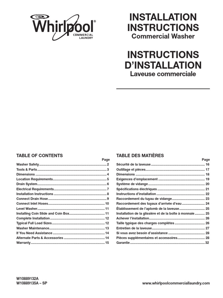 New Washer Installation Manual | PDF | Washing Machine | Tap (Valve)