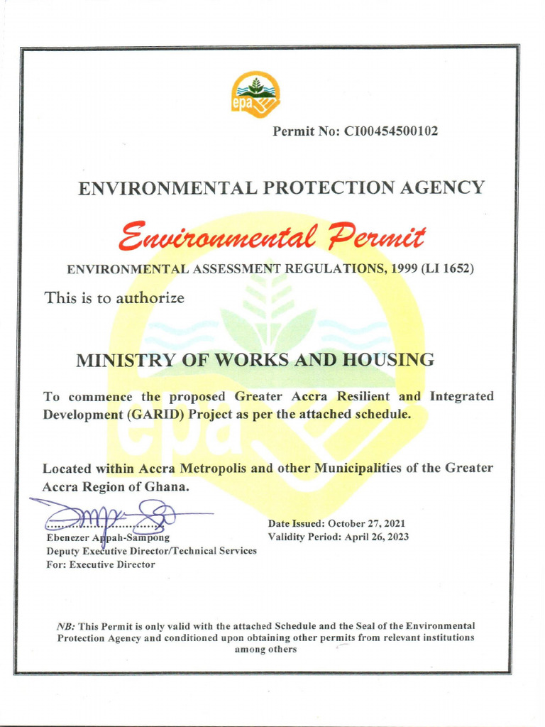 EPA Permit Odaw Dredging | PDF
