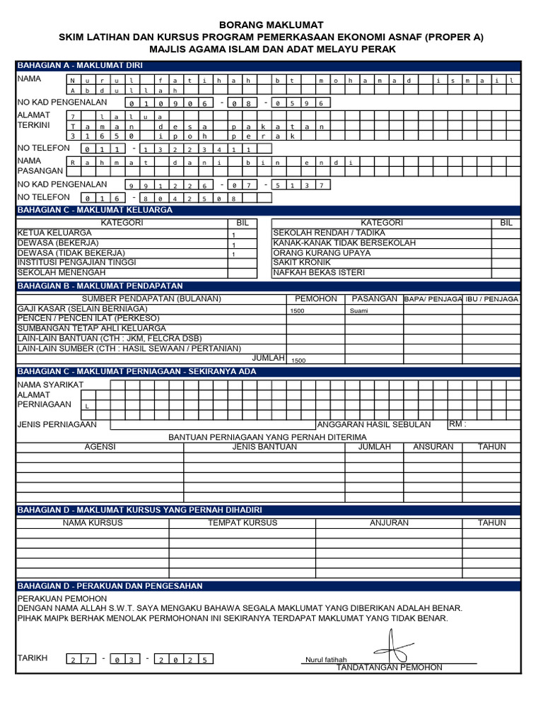 Borang Maklumat QR Usahawan | PDF