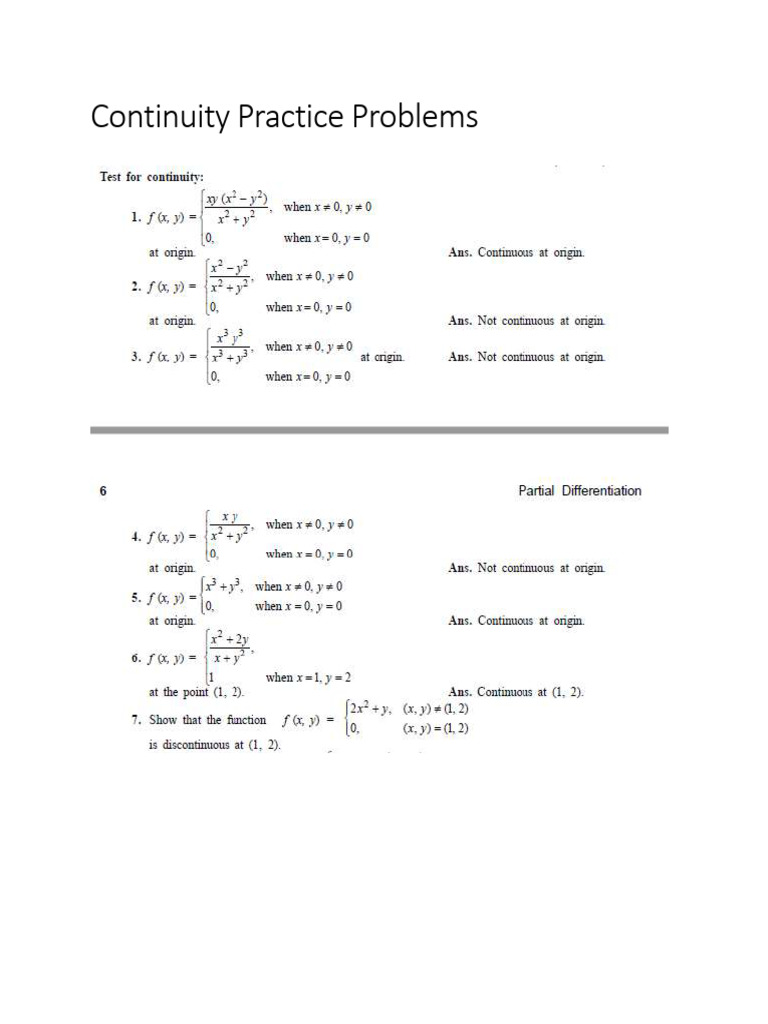 Continuity Practice Problems | PDF